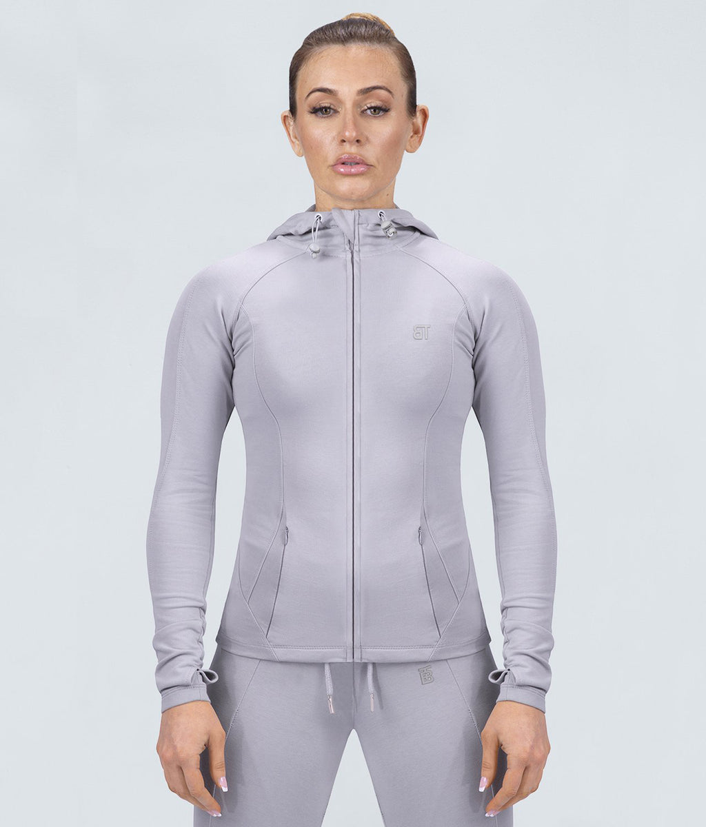 Born Tough Contoured Gray Sleeve Loops Bodybuilding Tracksuit Hoodie f